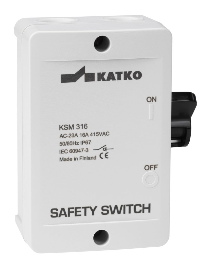 KATKO KSM 316 M1 3 Pole 16 Amp IP67 Grey and Black Side Operated ...